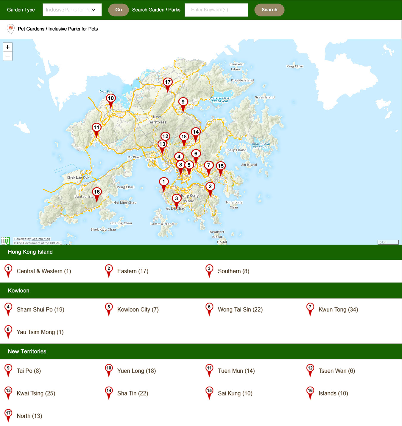 Map Search for Pet Gardens / Inclusive Park for Pets